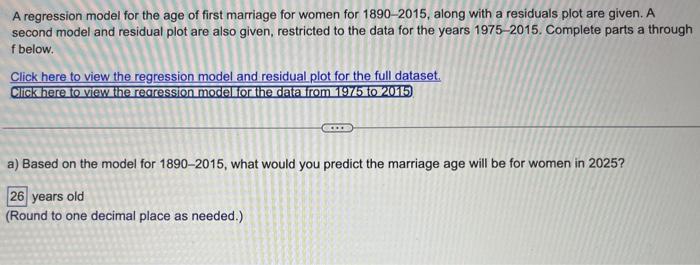Solved Regression Model and Residual Plot for All | Chegg.com