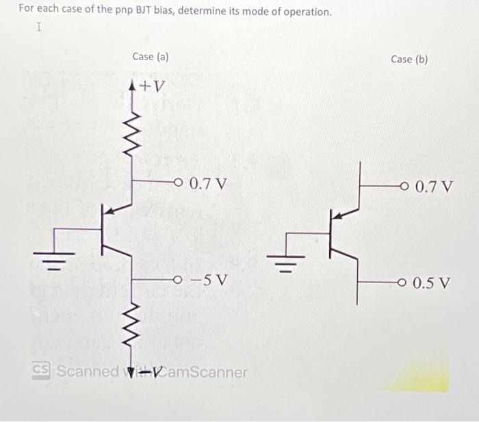Solved For each case of the pnp BJT bias, determine its mode | Chegg.com