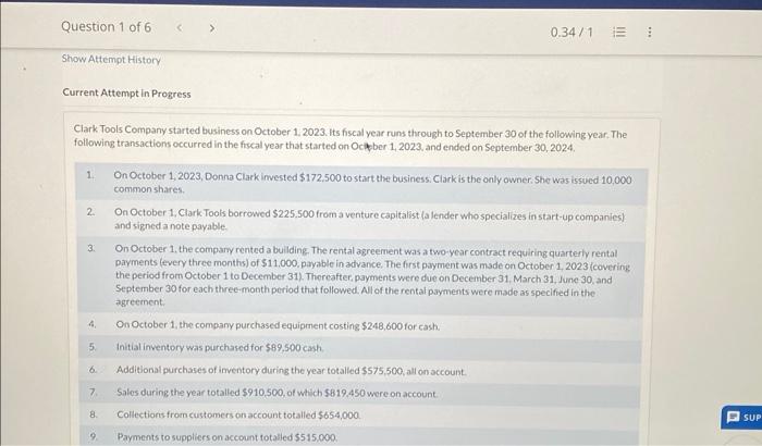 Solved Clark Tools Company started business on October | Chegg.com