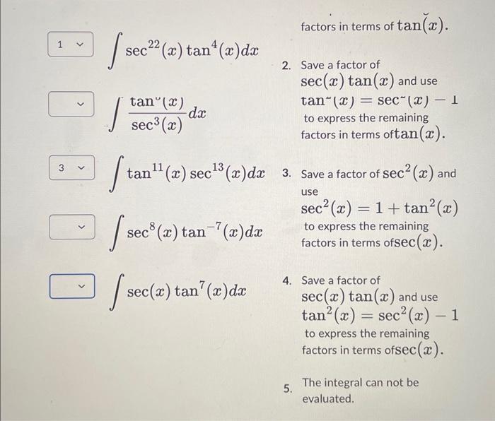 Solved For each of the given integrals, match the | Chegg.com