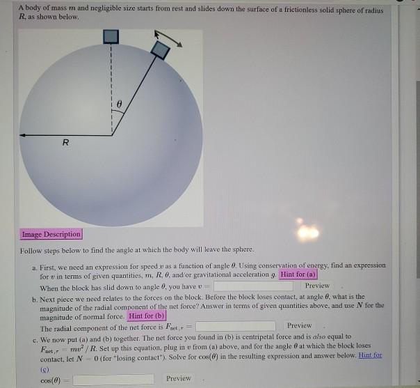 Solved A body of mass m and negligible size starts from rest | Chegg.com