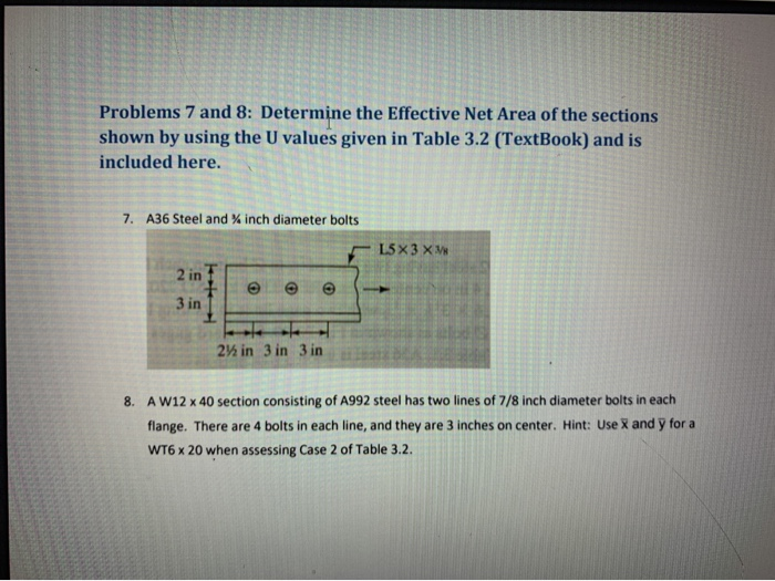 Solved Problems 7 and 8: Determine the Effective Net Area of | Chegg.com