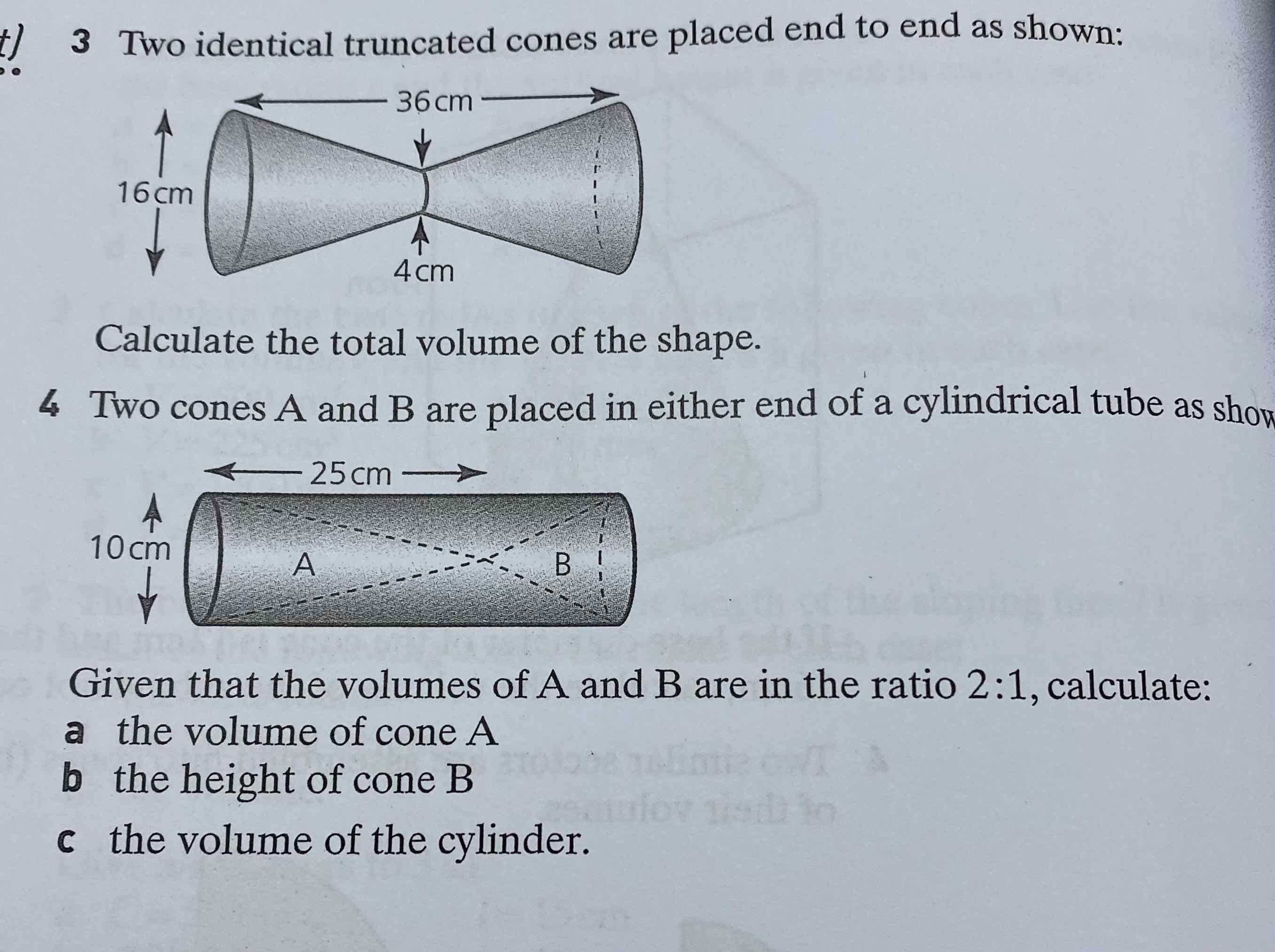 Solved 3 ﻿Two identical truncated cones are placed end to | Chegg.com
