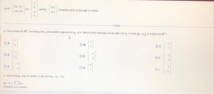 Solved a. Find a basis for R2 consisting of v1 and another | Chegg.com
