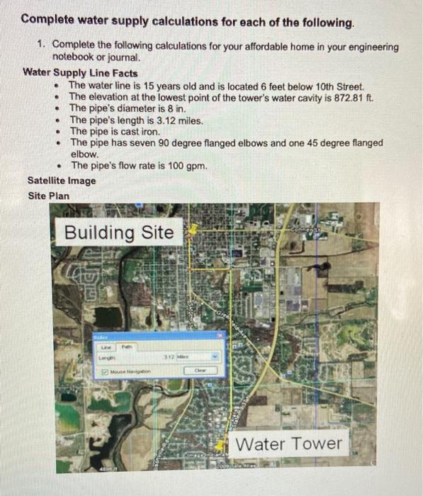 Solved Complete water supply calculations for each of the | Chegg.com