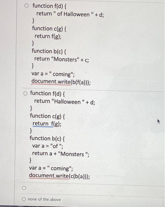 Solved Which of the following JavaScript code segments | Chegg.com