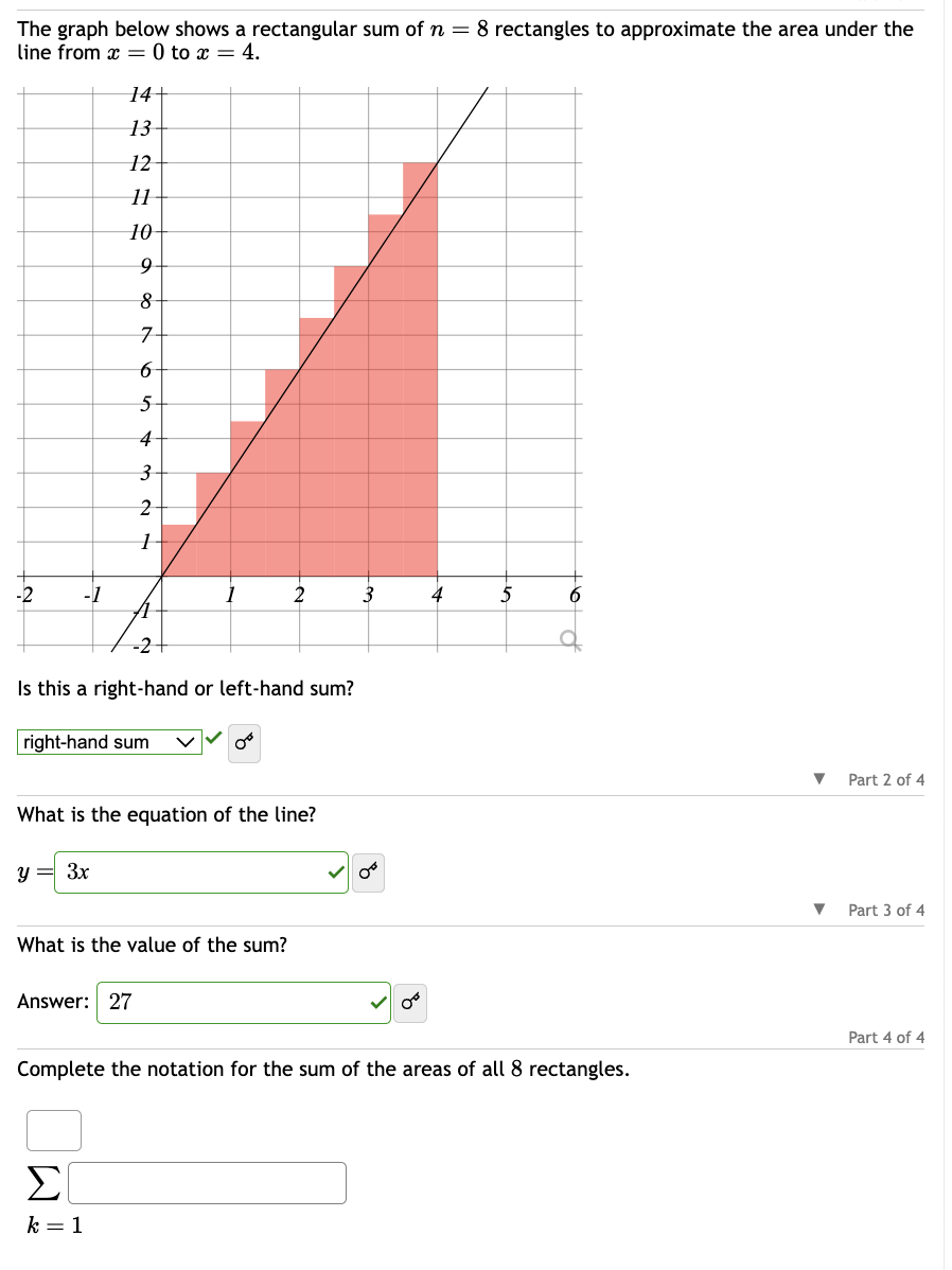 Solved The graph below shows a rectangular sum of n=8 | Chegg.com