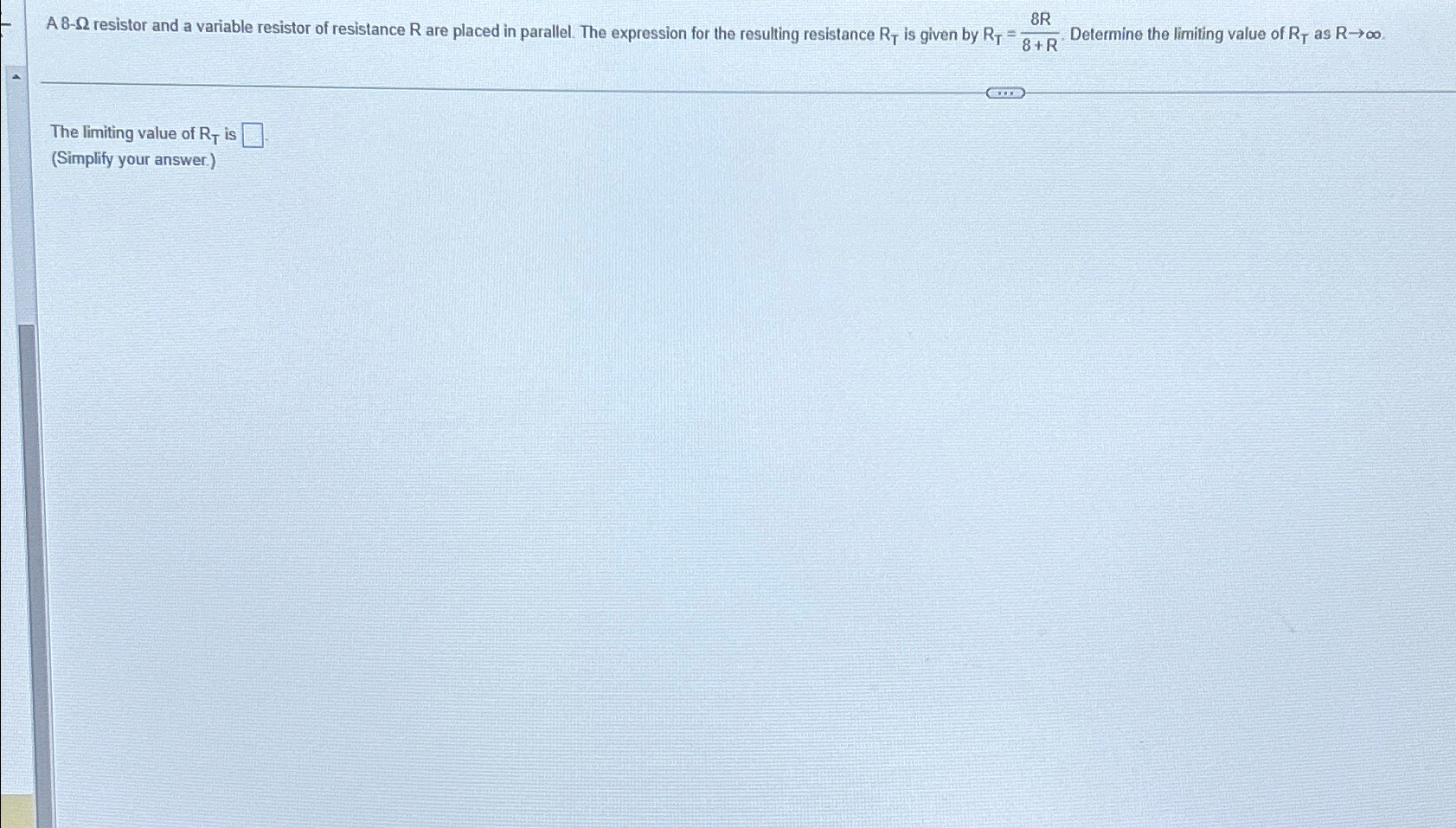 Solved A 8- Ω ﻿resistor and a variable resistor of | Chegg.com