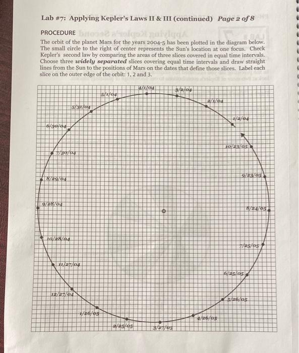 Solved Lab #7: Applying Kepler's Laws II & III (continued) | Chegg.com