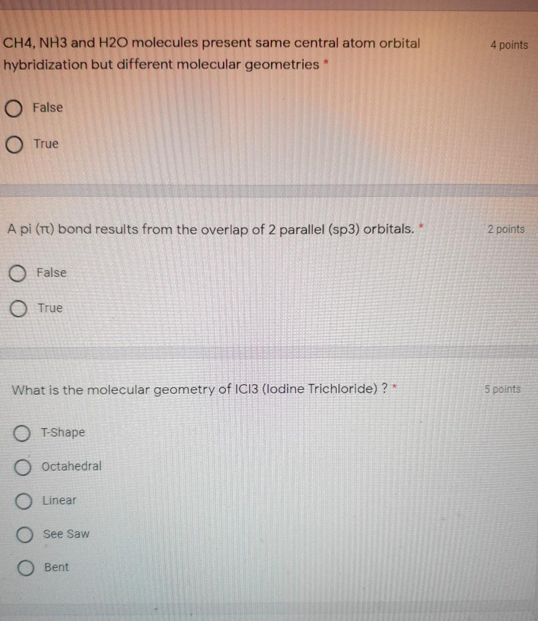 Solved 4 points CH4, NH3 and H2O molecules present same | Chegg.com