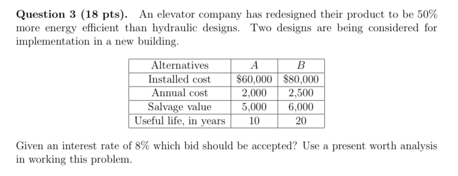 Solved Question 3 ( 18 ﻿pts). ﻿An elevator company has | Chegg.com
