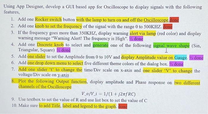 Solved Using App Designer, develop a GUI based app for | Chegg.com