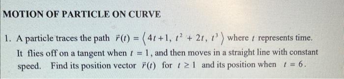 Solved IOTION OF PARTICLE ON CURVE A particle traces the | Chegg.com