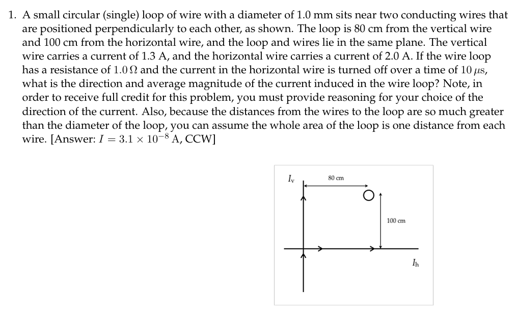 Solved A small circular (single) ﻿loop of wire with a | Chegg.com
