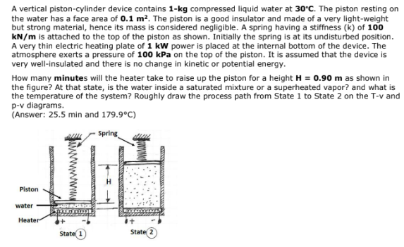 Solved A vertical piston-cylinder device contains 1-kg | Chegg.com