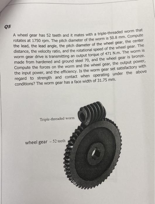 Solved A wheel gear has 52 teeth and it mates with a | Chegg.com