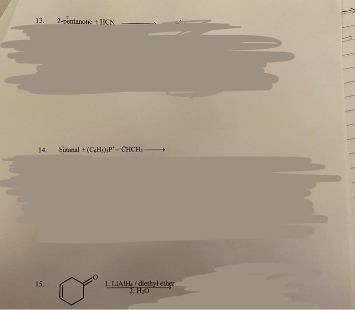Solved butanal +(C6H5)3P+−−CHCH3 1. LiAlH4 / diethyl | Chegg.com