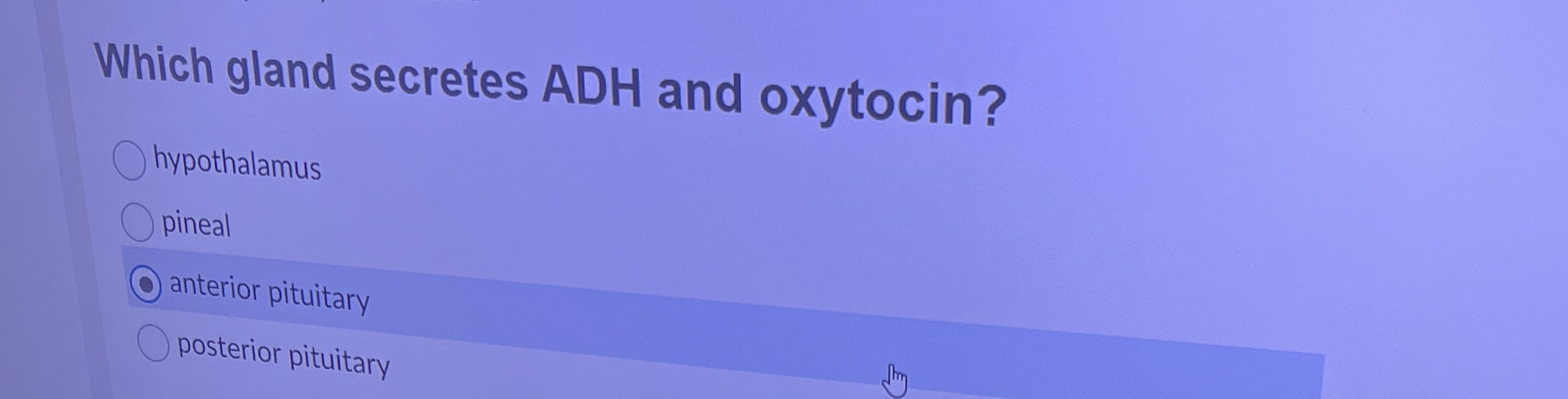 Solved Which gland secretes ADH and | Chegg.com