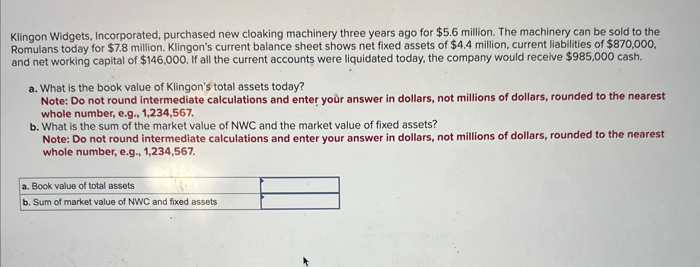 Solved Klingon Widgets, Incorporated, purchased new cloaking | Chegg.com