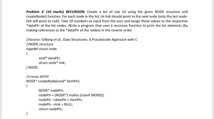 Solved Problem 3: (10 marks) RECURSION: Create a list of | Chegg.com
