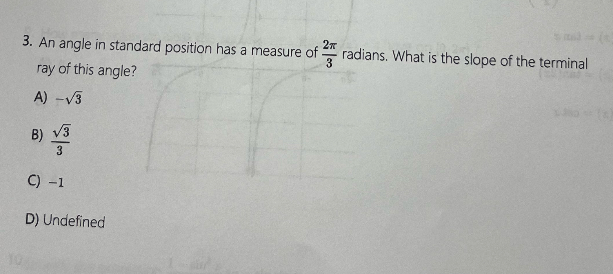 Solved An angle in standard position has a measure of 2π3 | Chegg.com