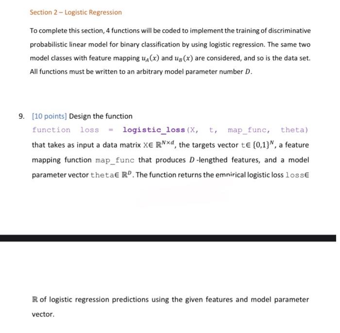 Solved Section 2 - Logistic Regression To complete this | Chegg.com