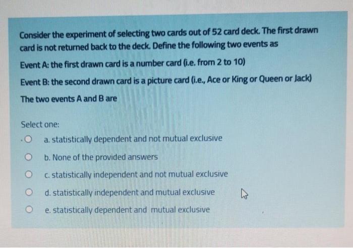 Solved Consider the experiment of selecting two cards out of | Chegg.com