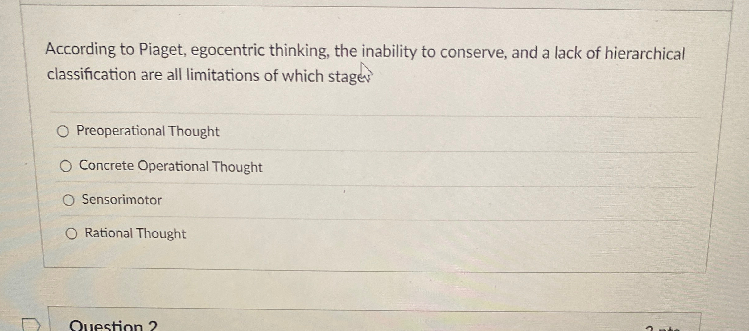 Solved According to Piaget, egocentric thinking, the | Chegg.com