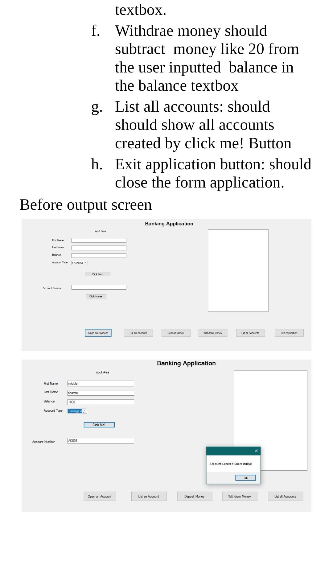 Solved Visual Studio Bank Accounts Window Form Question 1. | Chegg.com