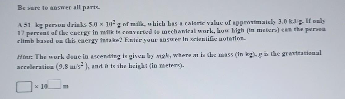 Solved Be sure to answer all parts. The total volume of the | Chegg.com