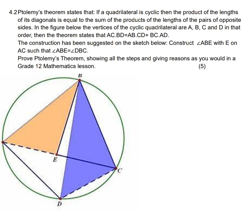Solved 4.2Ptolemy's theorem states that: If a quadrilateral | Chegg.com