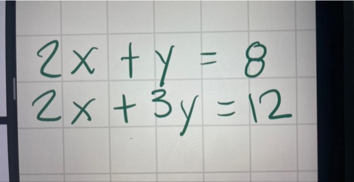 Solved 2x+y=82x+3y=12 | Chegg.com