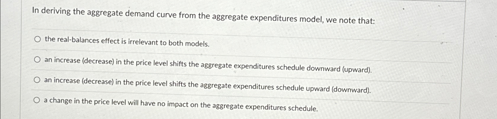 Solved In deriving the aggregate demand curve from the | Chegg.com