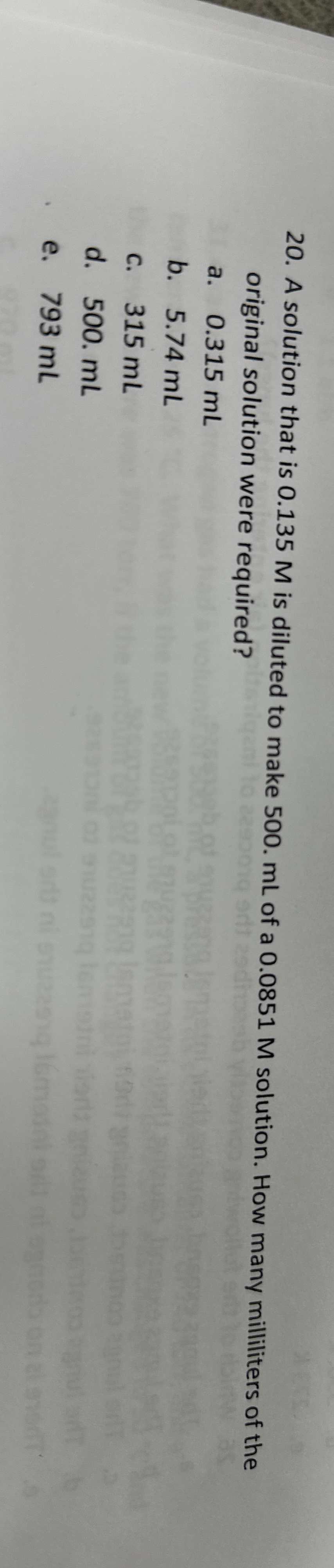 Solved A solution that is 0.135M ﻿is diluted to make 500.mL | Chegg.com