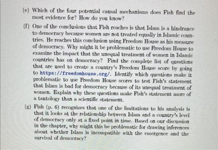 (35 points) Obtain a copy of M. Steven Fish's (2002) | Chegg.com