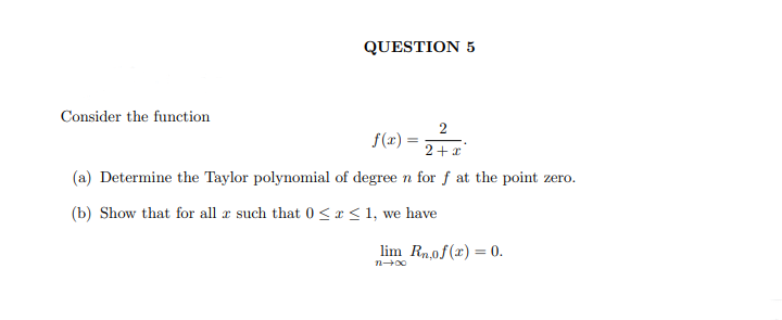Solved QUESTION 5 Consider the function f(x)=2+x2. (a) | Chegg.com