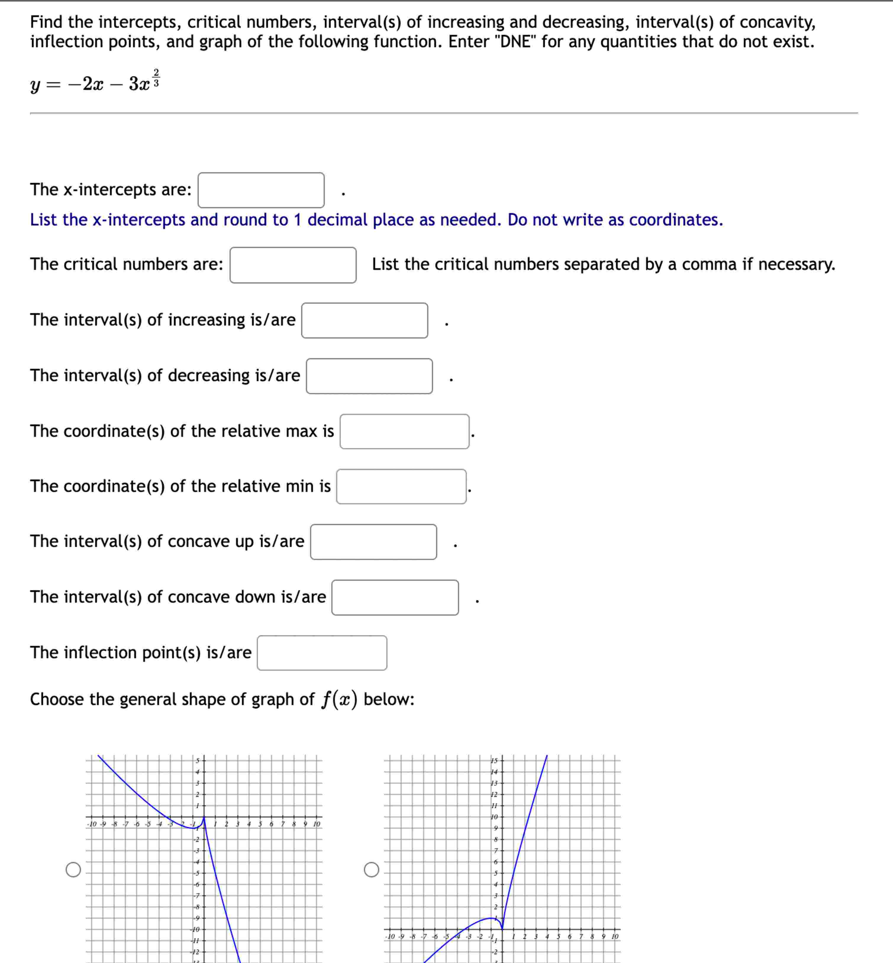 Solved Find the intercepts, critical numbers, interval(s) | Chegg.com