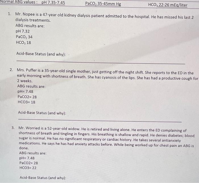 Solved Here is your Lesson 4 Arterial Blood Gases - Acid | Chegg.com