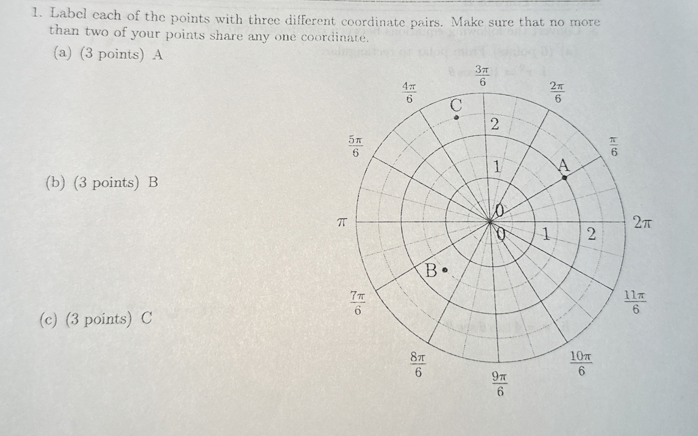 Solved Label each of the points with three different | Chegg.com