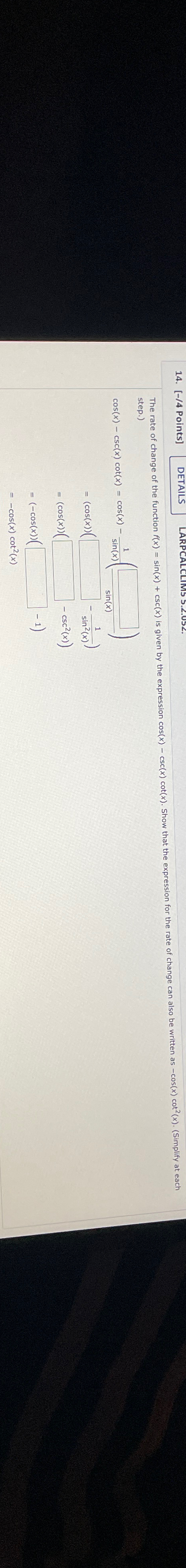 Solved 14. [-4 ﻿Points] ﻿DETAlLS ﻿The rate of ﻿change of | Chegg.com