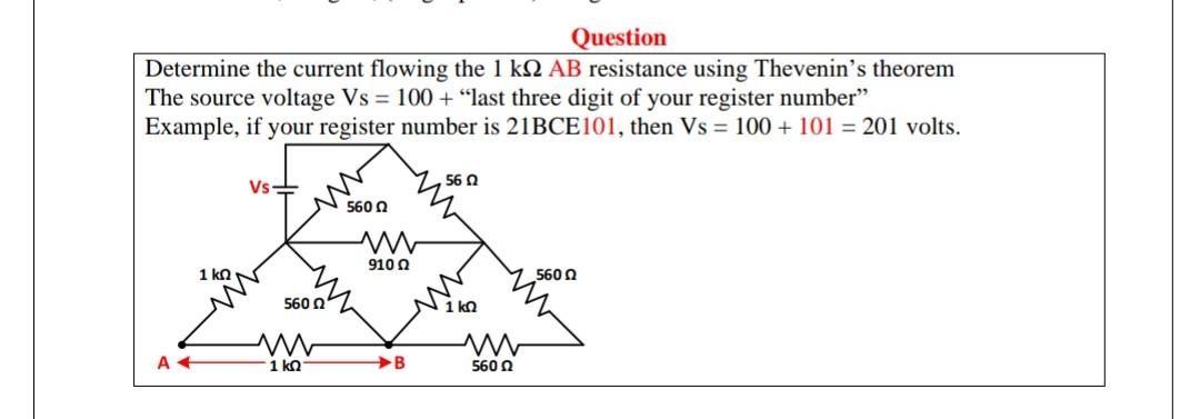 Solved Question Determine the current flowing the 1 kS2 AB | Chegg.com