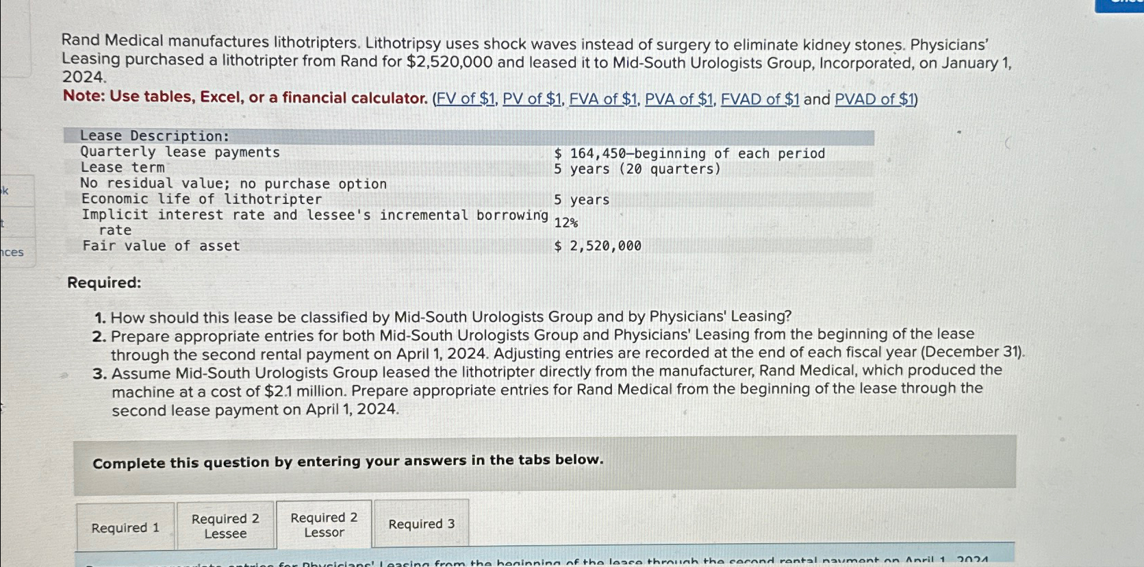 Solved Rand Medical manufactures lithotripters. Lithotripsy | Chegg.com