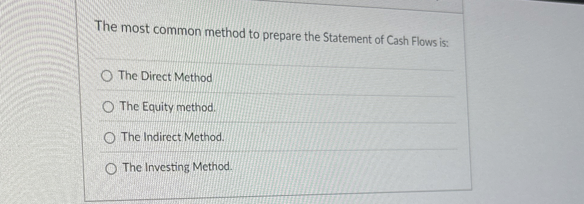 Solved The most common method to prepare the Statement of | Chegg.com