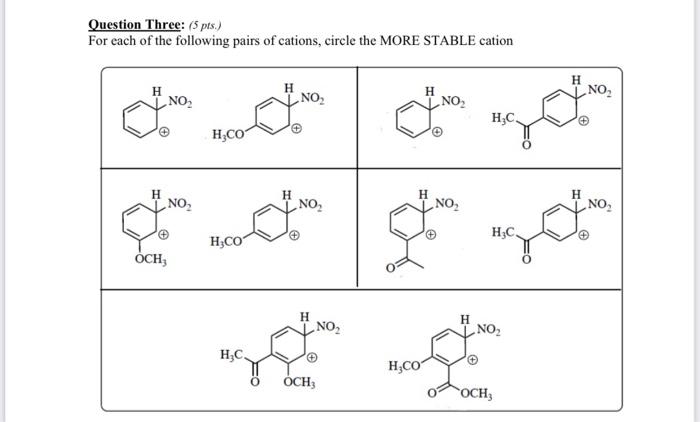 Question Three: ( 5 pts.) For each of the following | Chegg.com