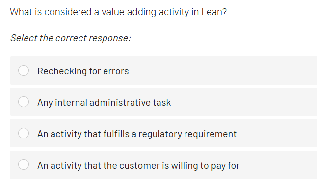 Solved What is considered a value-adding activity in | Chegg.com