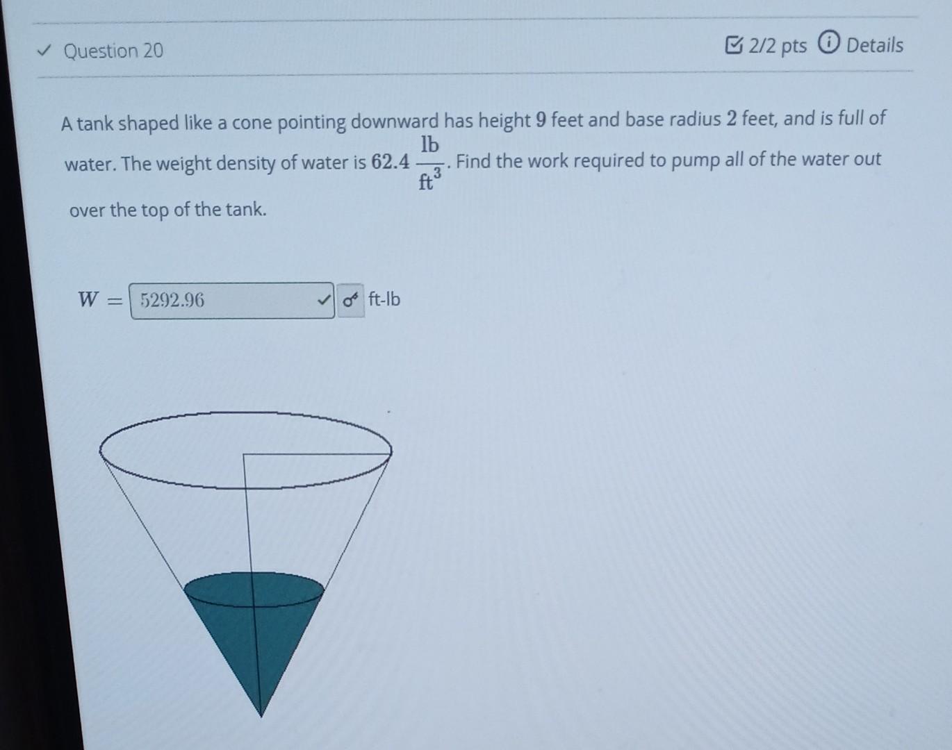 Solved A tank shaped like a cone pointing downward has | Chegg.com