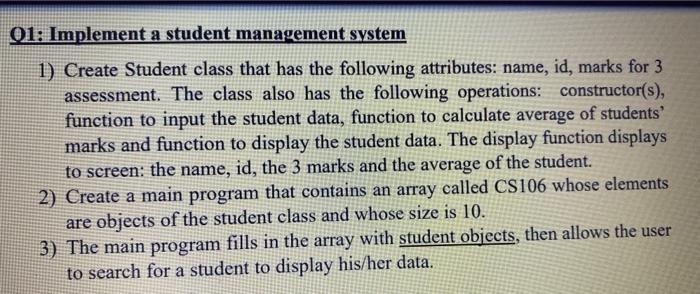 Solved 1) Create Student class that has the following | Chegg.com Solved 1) Create Student class that has the following | Chegg.com
