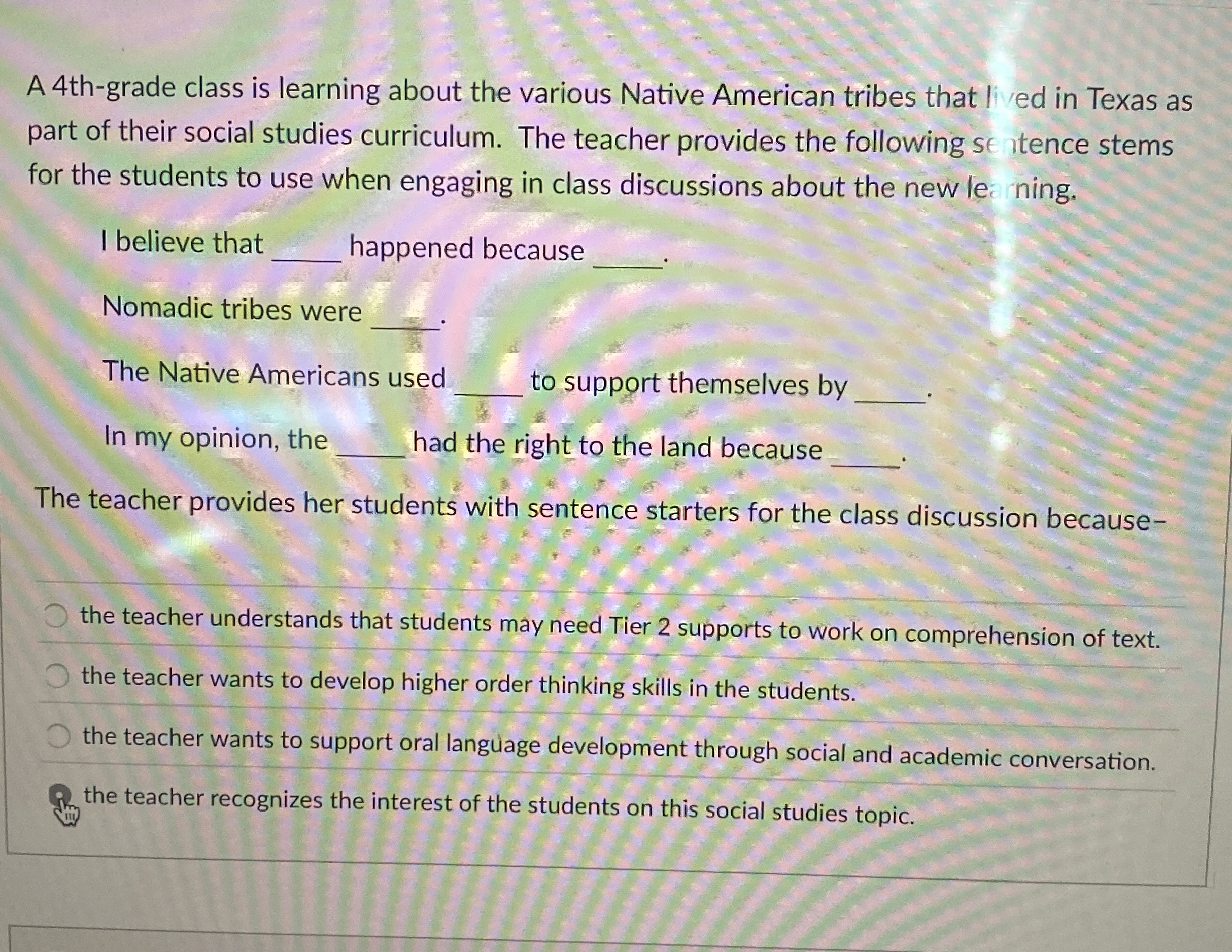 Solved A 4th-grade class is learning about the various | Chegg.com