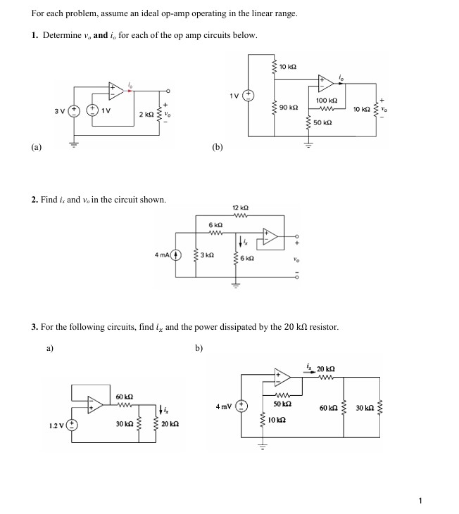 Solved For each problem, assume an ﻿ideal op-amp operating | Chegg.com