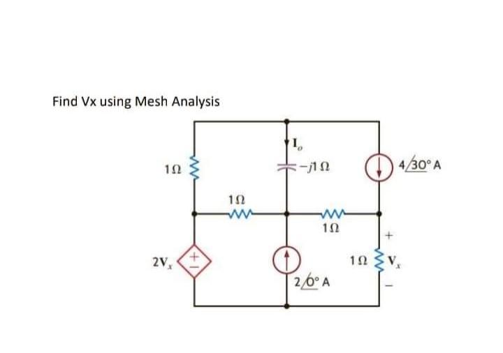 Solved Find Vx using Mesh Analysis ΤΩ 2V, +1 ΤΩ | --ΠΩ www | Chegg.com